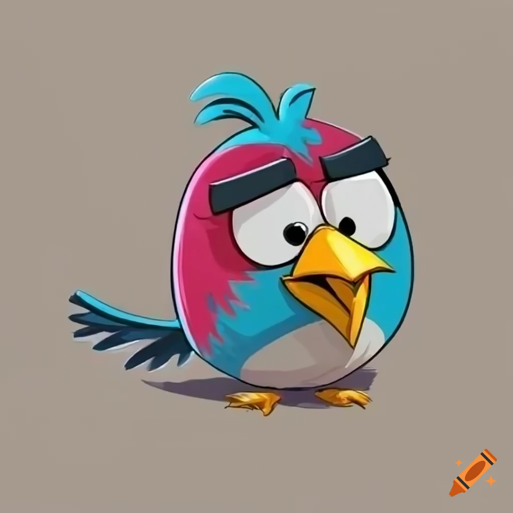 Colorful 2d bird character in a cartoon style on Craiyon