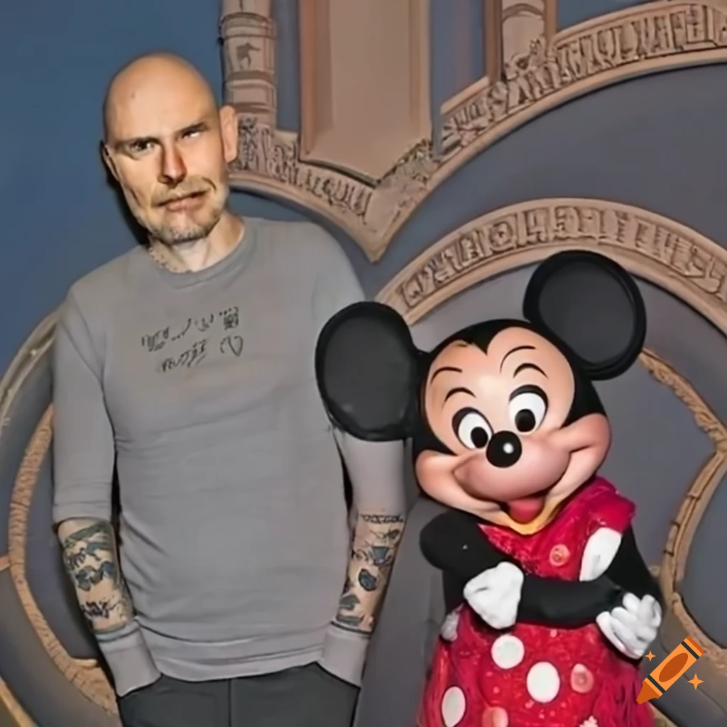 Billy corgan and mickey mouse at disneyworld on Craiyon