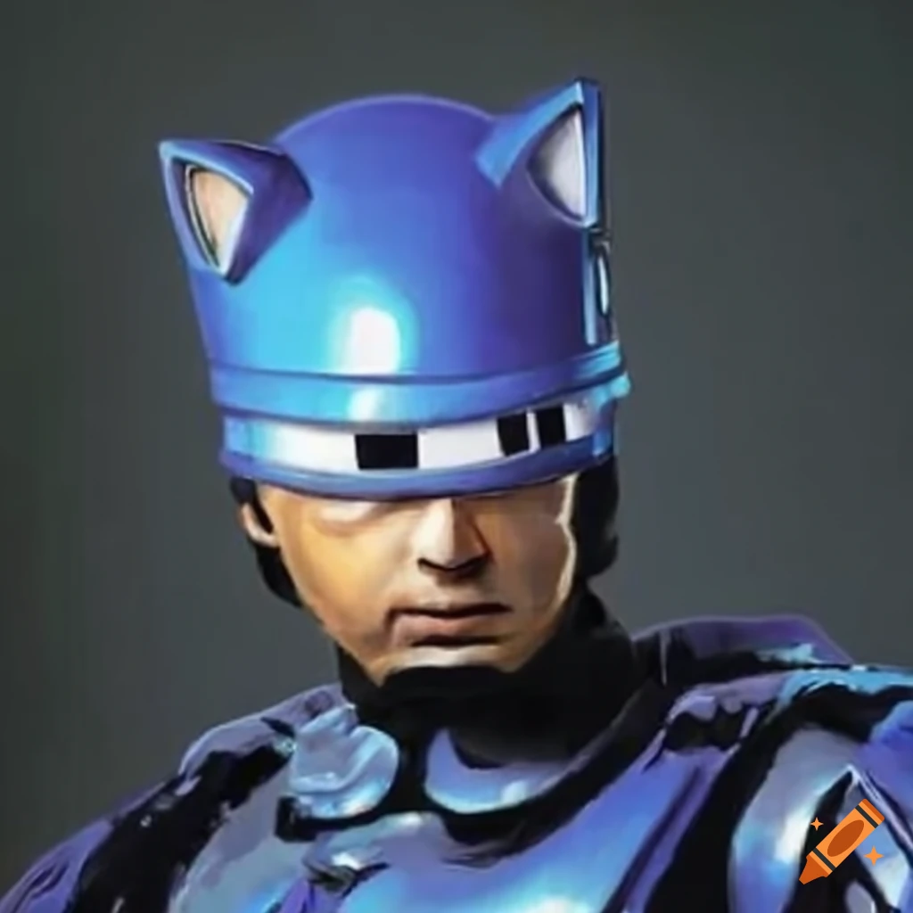 Sonic depicted as robocop in a painting by rembrandt on Craiyon