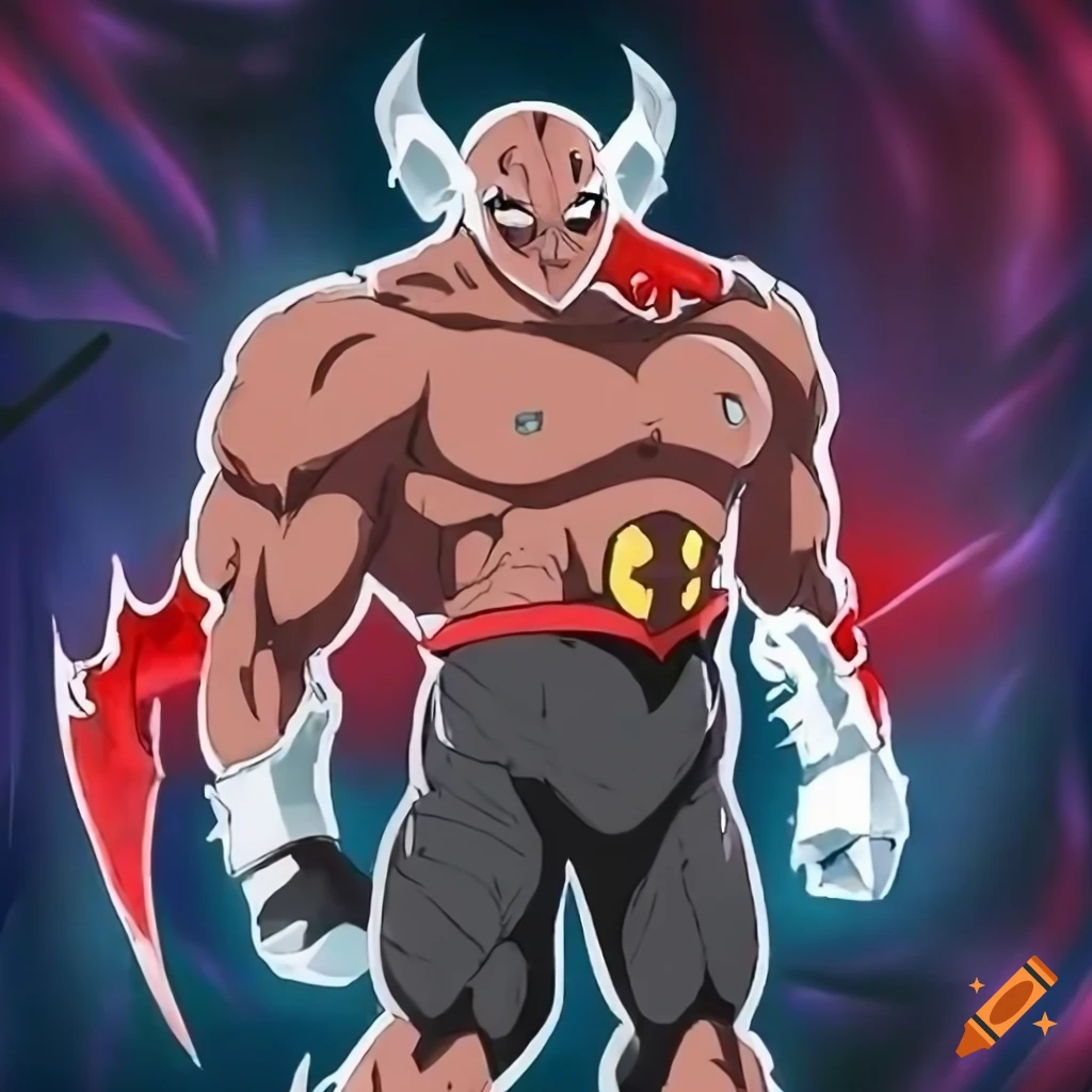 Anbu fusion Toppo God of destruction in medieval armor with red scythe ...