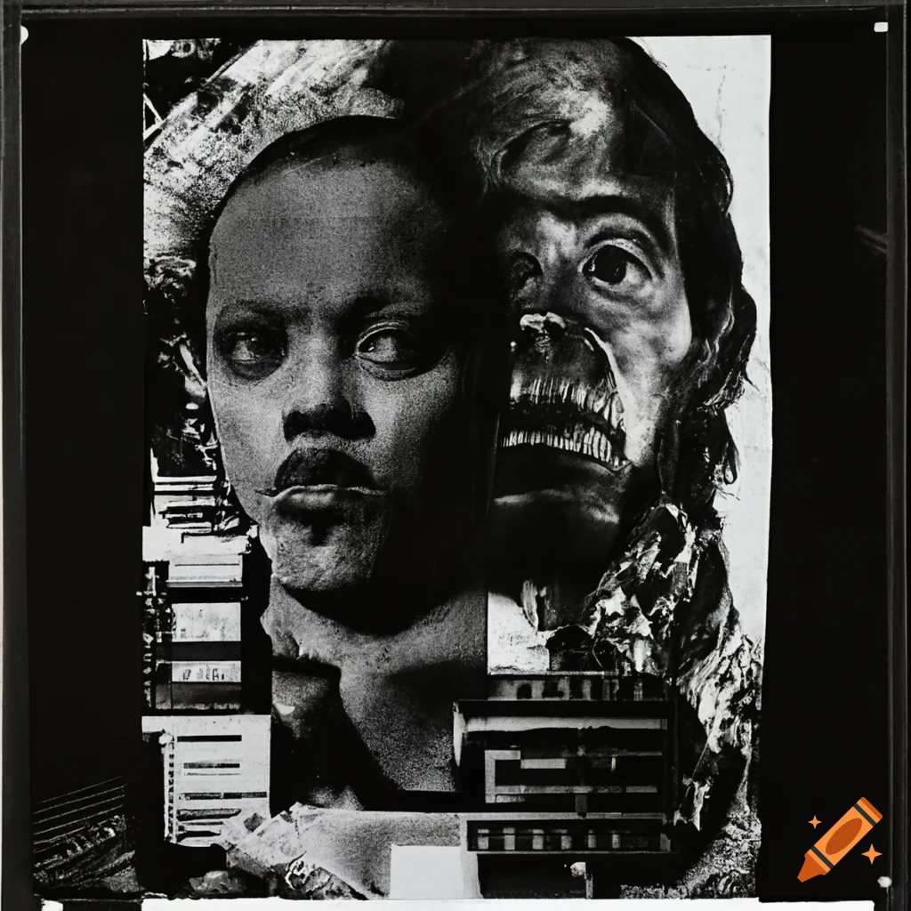 High contrast black and white collage artwork for 1980s power ...