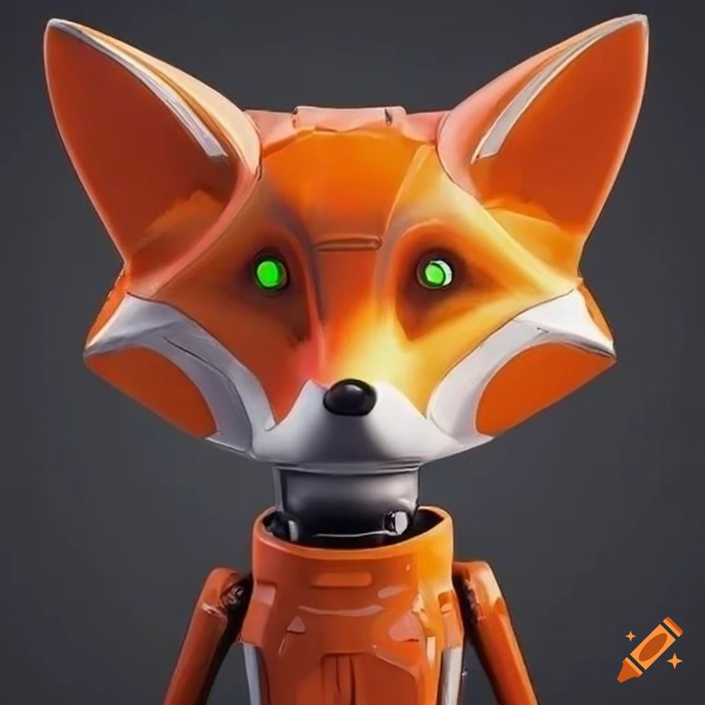 Orange fox robot with big ears on Craiyon