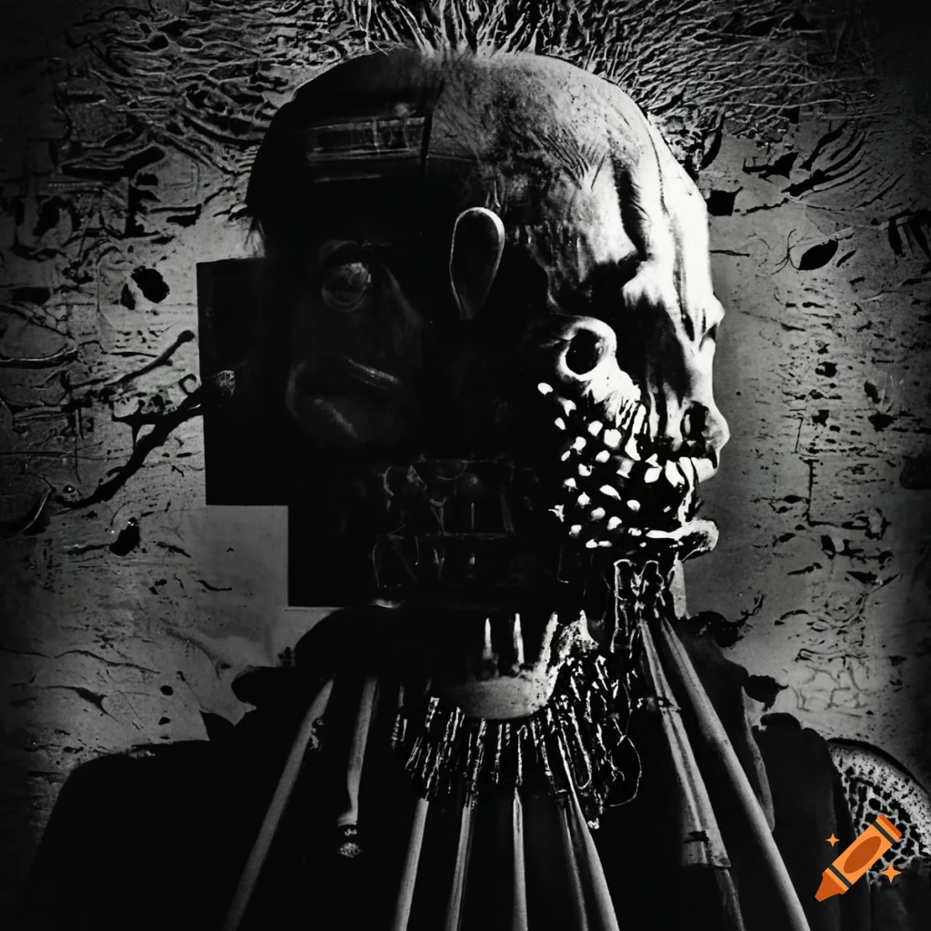 High contrast black and white collage artwork for 1980s power ...