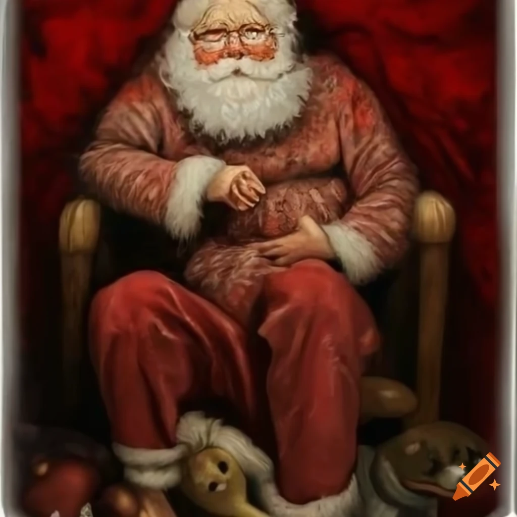 Surreal artwork of santa claus as a monster under the bed on Craiyon