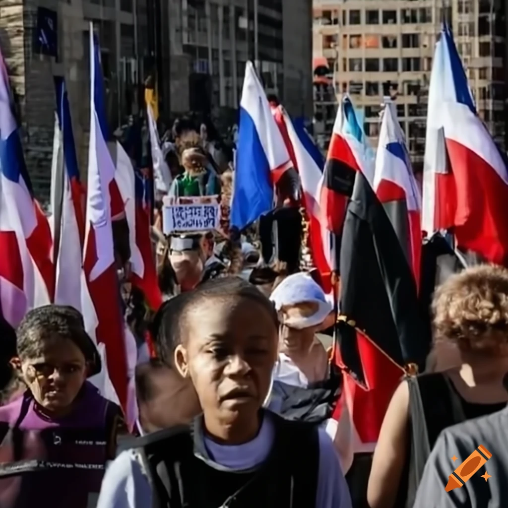 World leaders marching together in solidarity on Craiyon