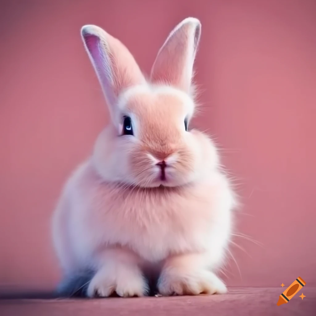 Profile of a cute baby rabbit with fluffy pink fur on Craiyon
