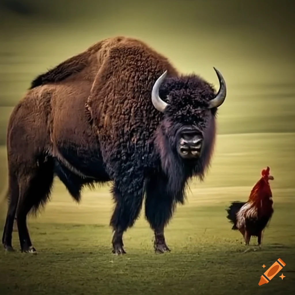 Bison and rooster on Craiyon