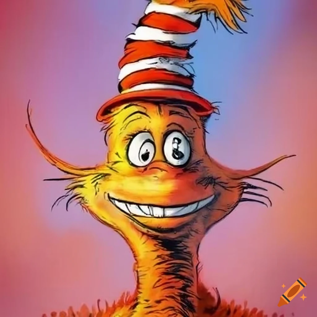 Whimsical orange dr. seuss character in dr. seuss style on Craiyon
