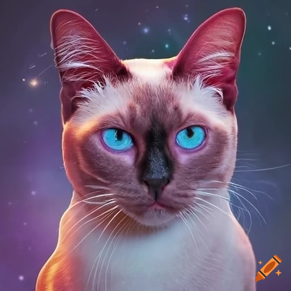 Pink siamese space cat on Craiyon