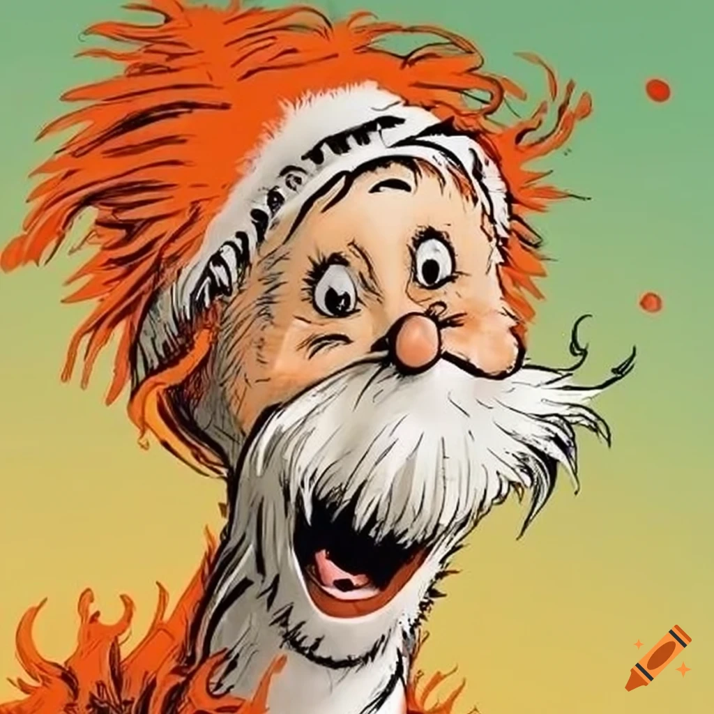 Whimsical orange dr. seuss character in dr. seuss style on Craiyon