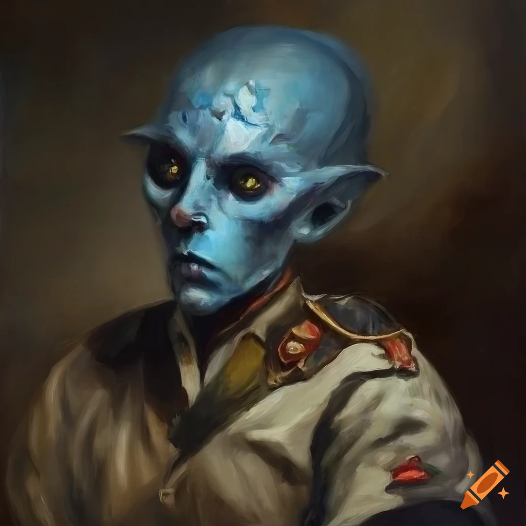 Enigmatic and mysterious humanoid blue cat in military attire by ...