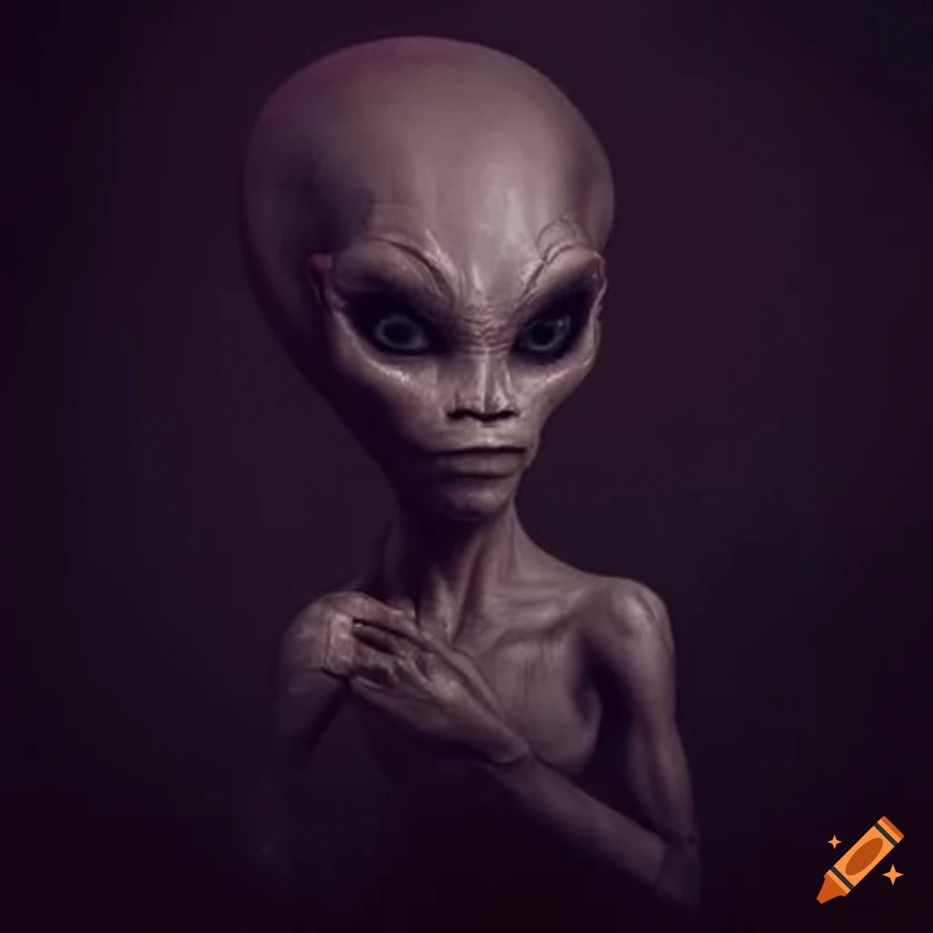 Alien in a mysterious room on Craiyon