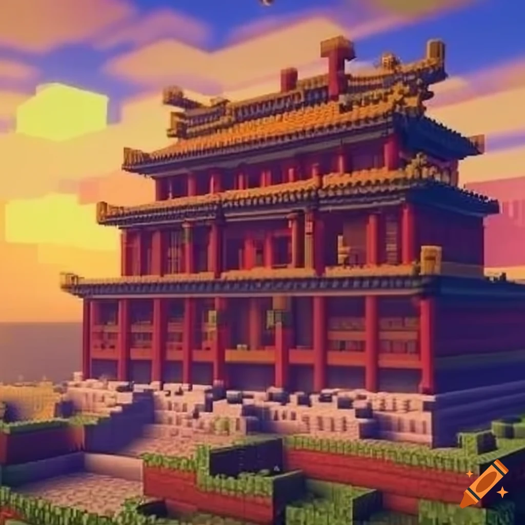 Epic ancient china themed minecraft build on Craiyon