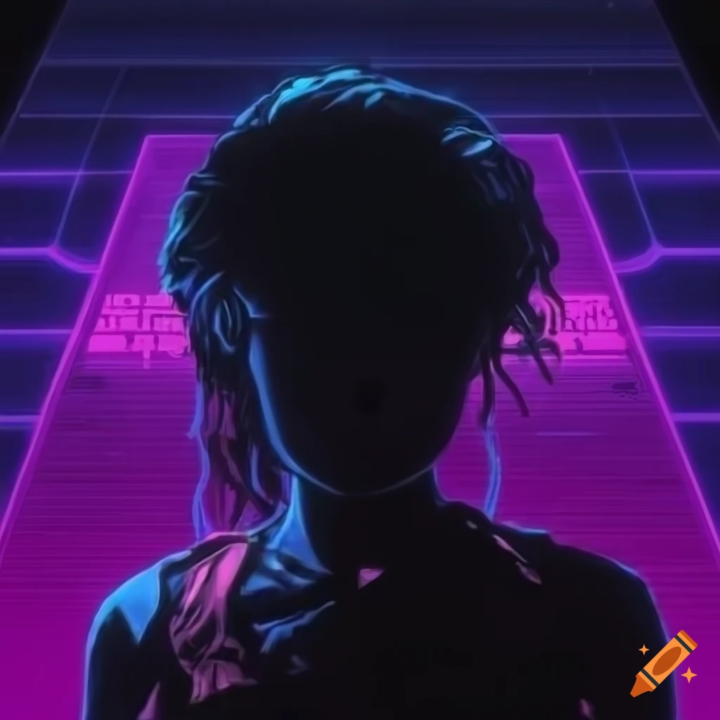 Dark tone 1980's neon synth futurewave image on Craiyon