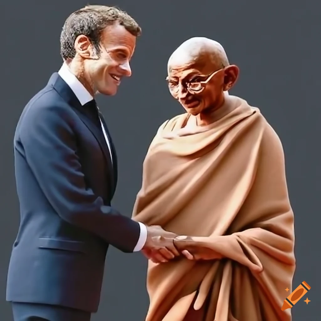 Political leader shaking hands with peace activist on Craiyon