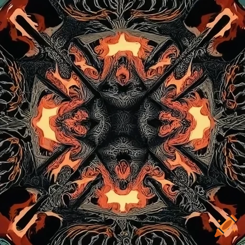 M.C. Escher's burning dumpster optical illusion with mirror reflection ...