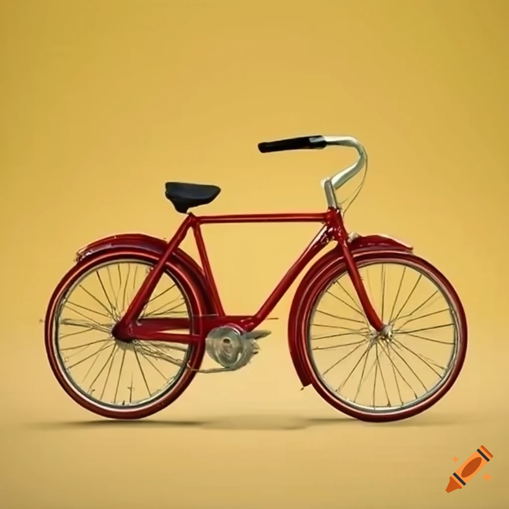 Red retro racing bicycle with yellow tires on Craiyon
