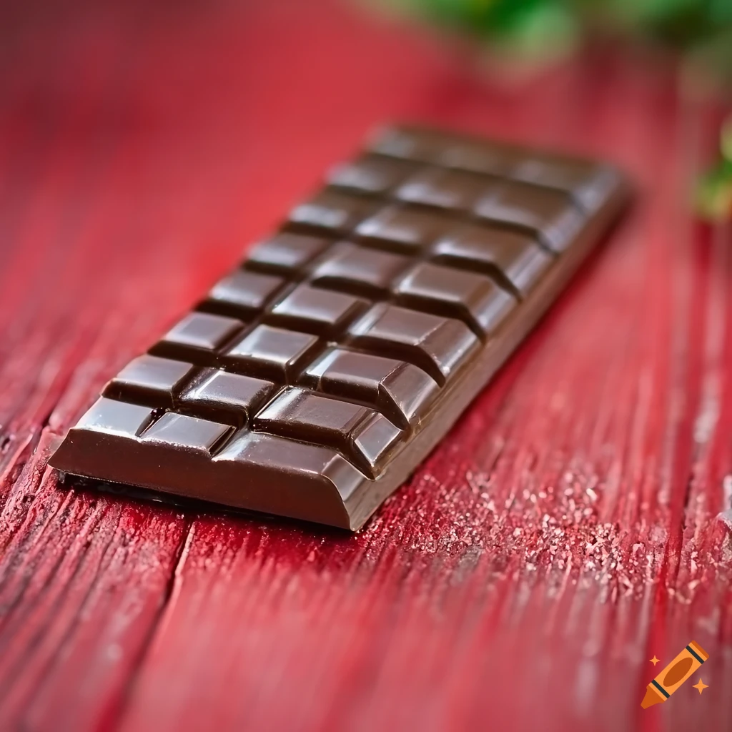 Chocolate bar on green and red table in Christmas setting on Craiyon