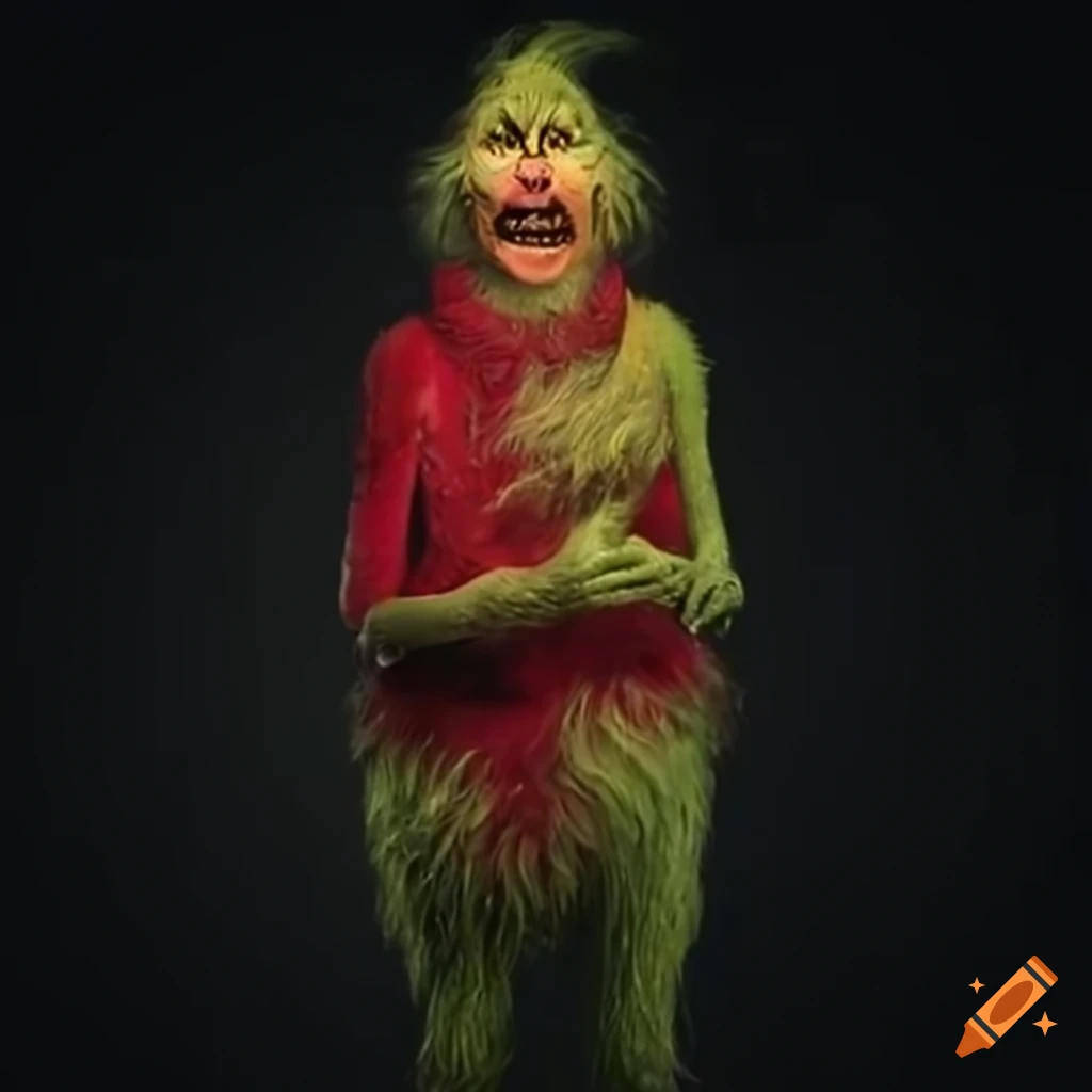 Sinister grinch character in a realistic horror style on Craiyon
