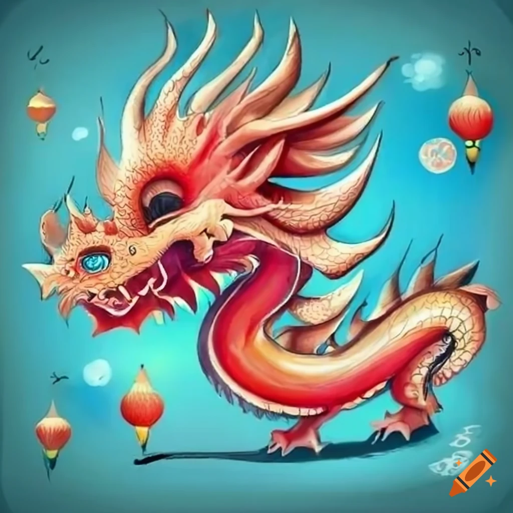 Chinese new year cute dragon illustration on Craiyon