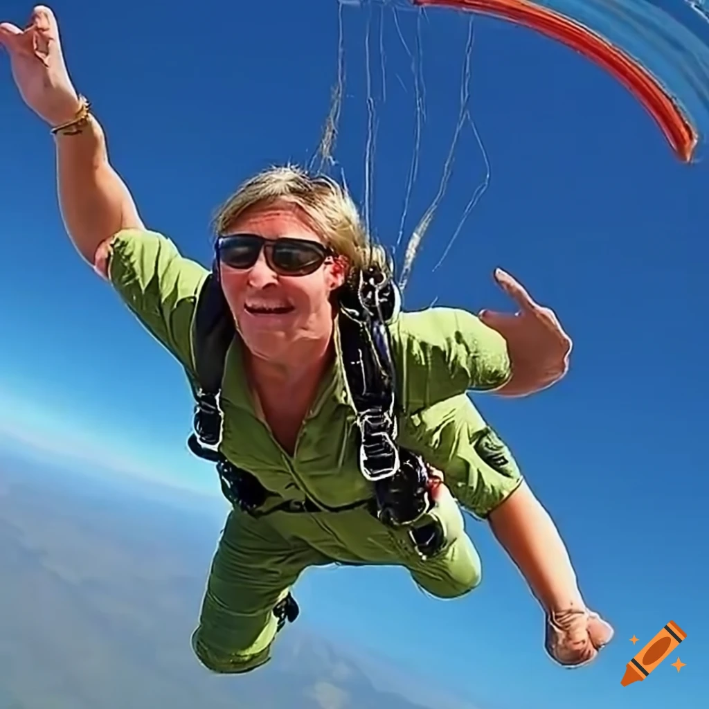 Steve irwin skydiving on Craiyon