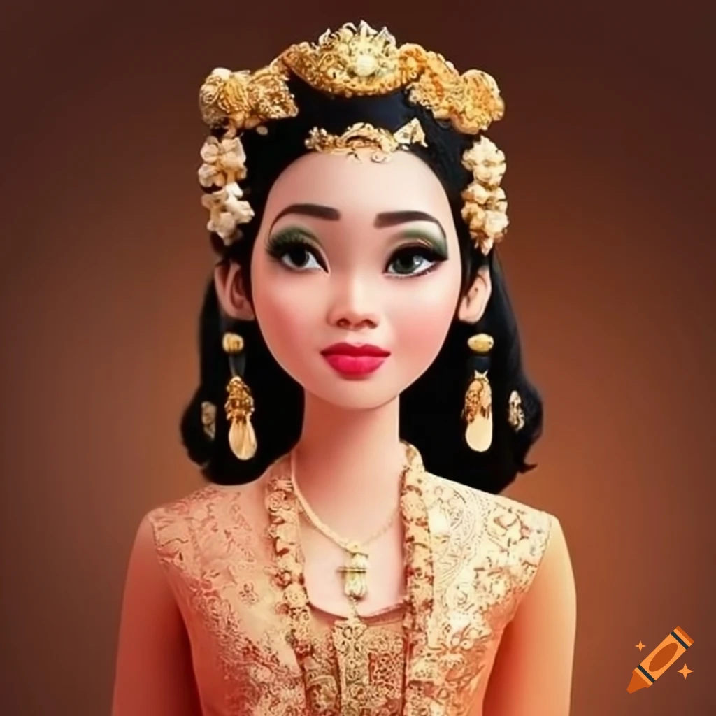 Disney style indonesian princess in traditional javanese kebaya on Craiyon