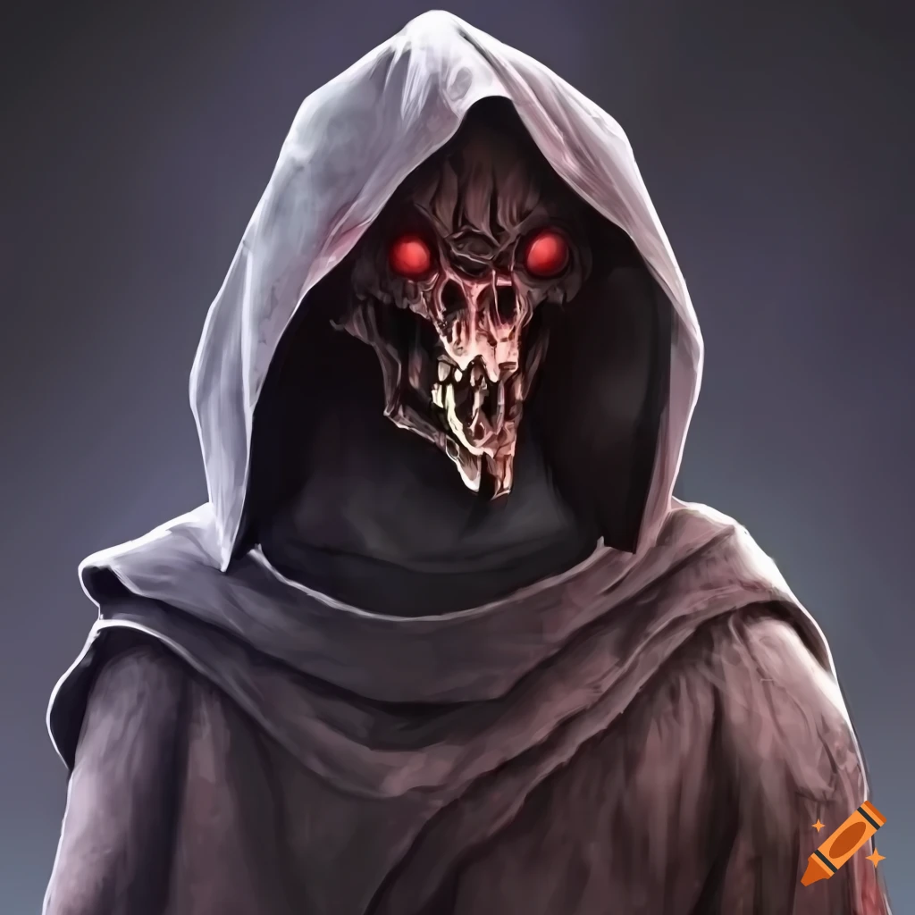 Figure dressed in dark cloak with boar skull mask and red lightsaber on ...