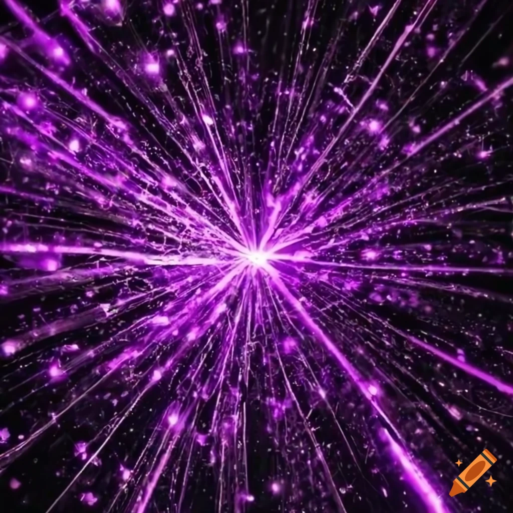 Vibrant sparkling purple lights on a black background on Craiyon