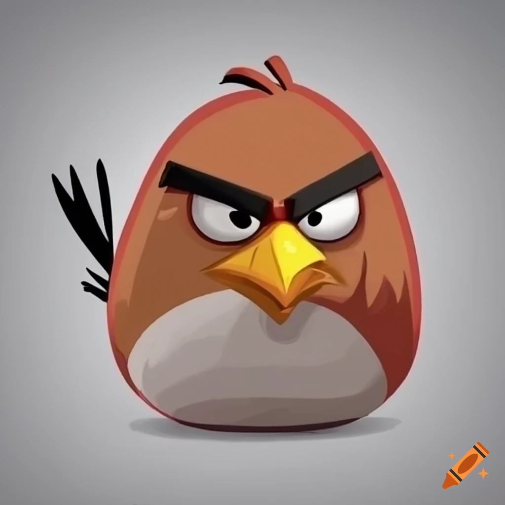 Cartoon brown bird in angry birds style on Craiyon