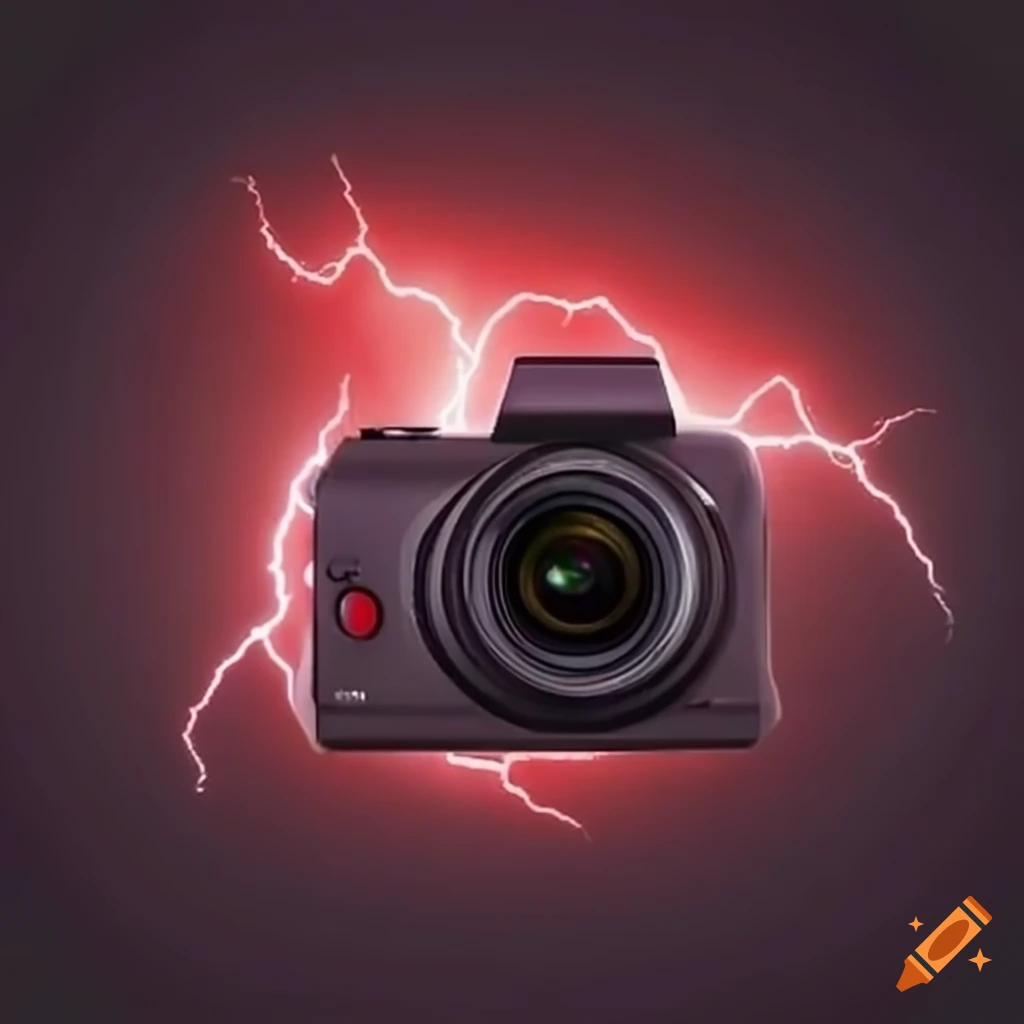 Camera with red lightning on Craiyon