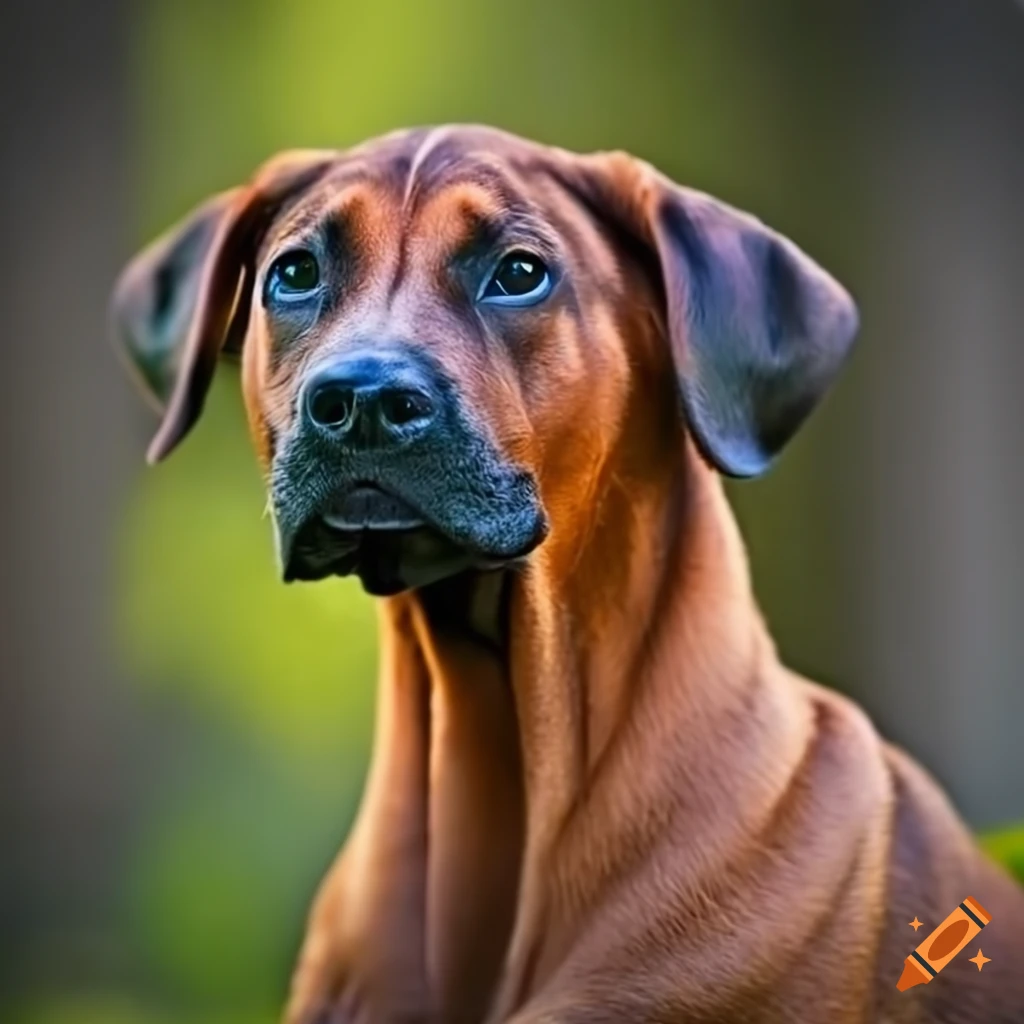 Ridgeback puppy in a forest on Craiyon