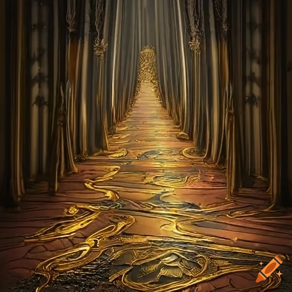 Pathway decorated with diamonds and gold on Craiyon