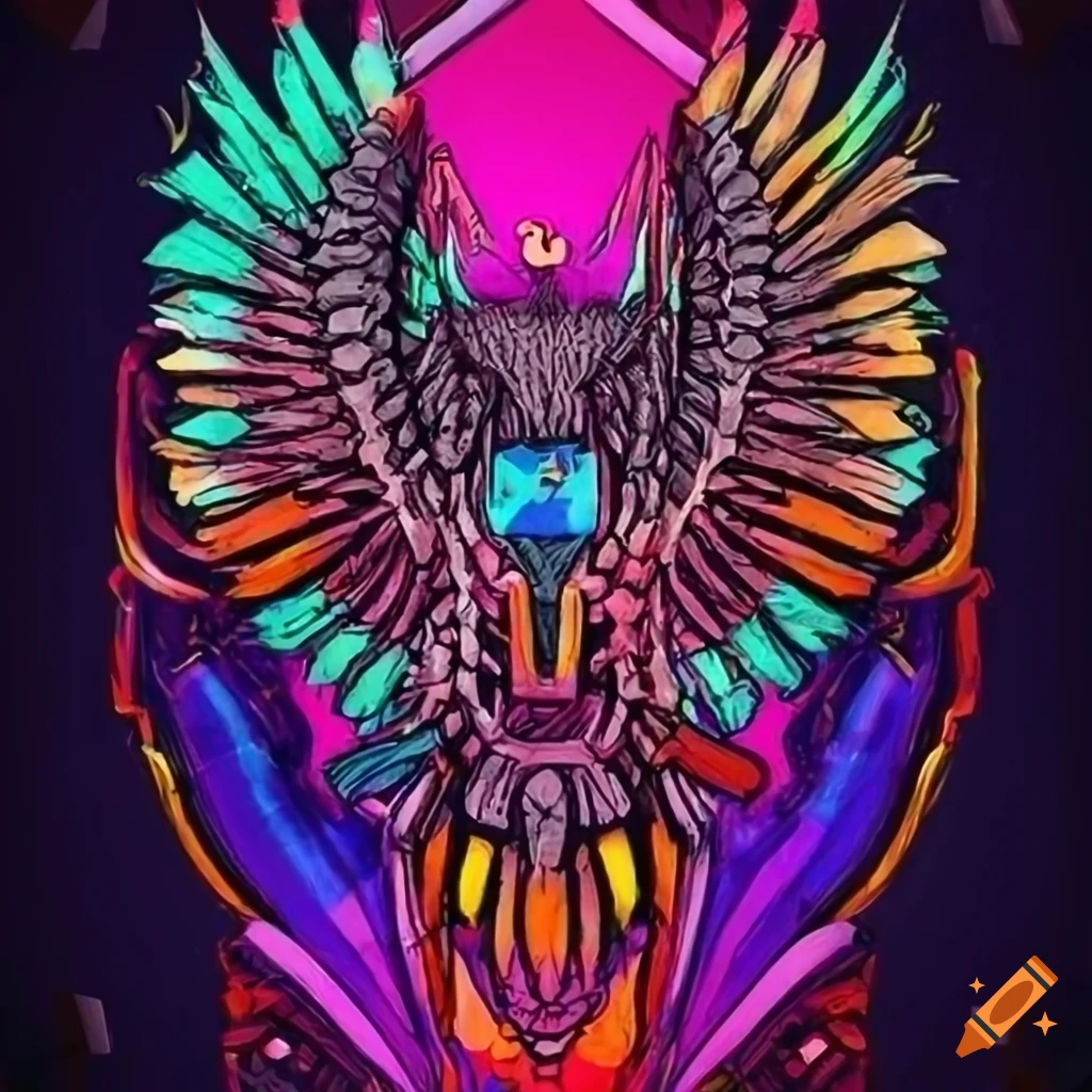 Cyberpunk raven crest on Craiyon