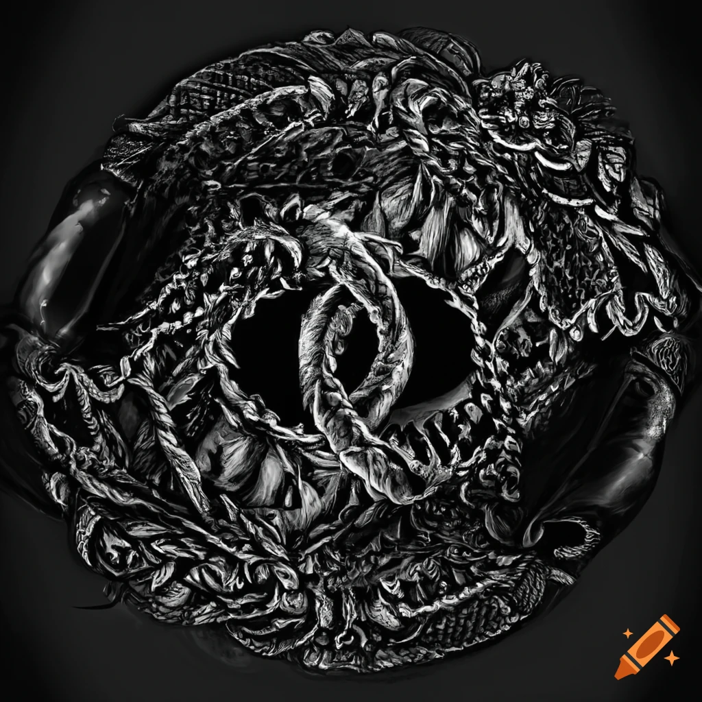 Shark-wolf hybrid in nordic style surrounded by elaborate knotwork on ...