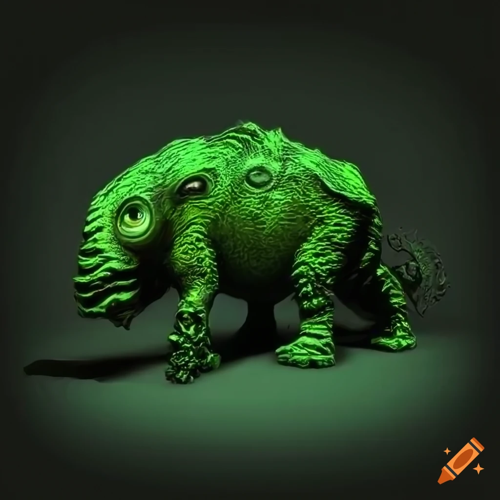 Green elephant in a sci-fi mountain setting on Craiyon