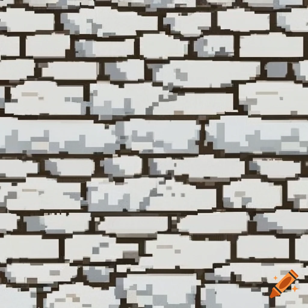 Pixel art of a large white stone wall seamless texture on Craiyon