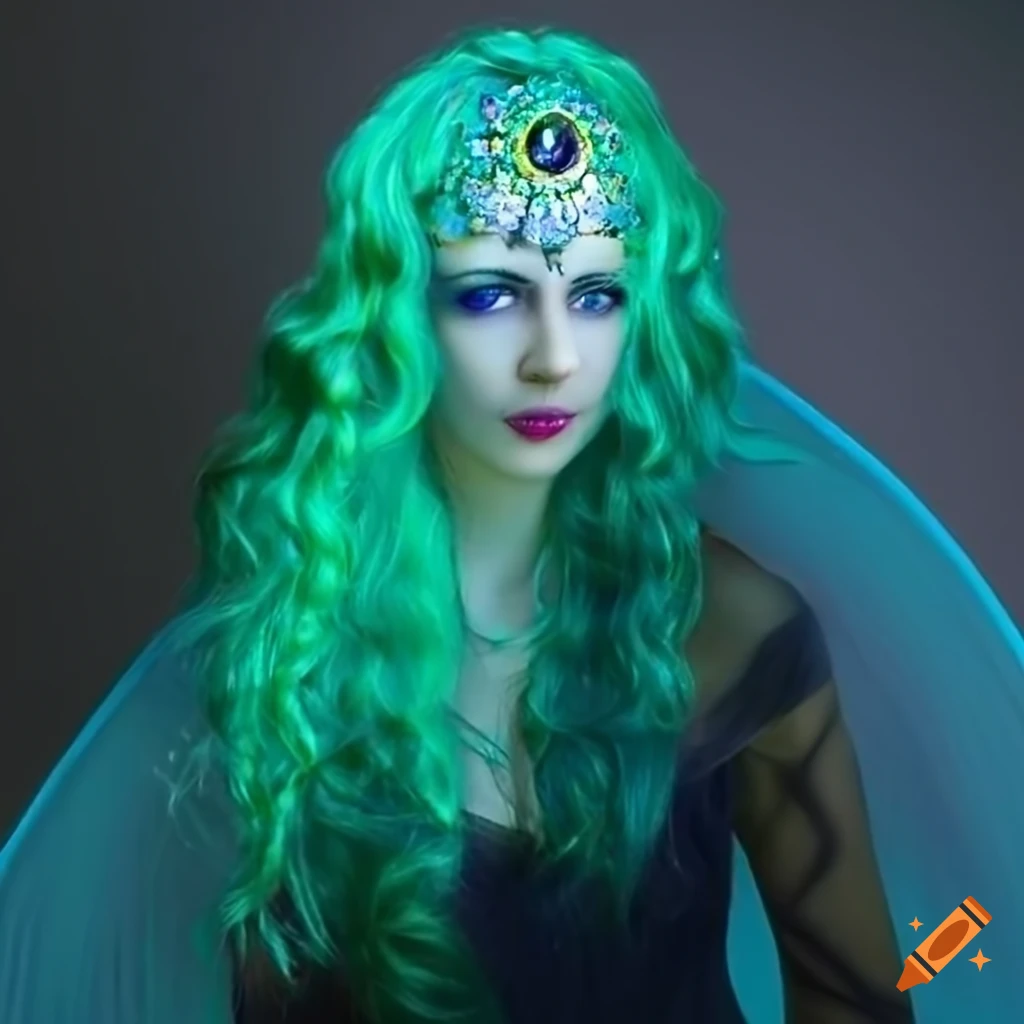 Green hair, goddess(a woman who is adored, especially for her beauty ...