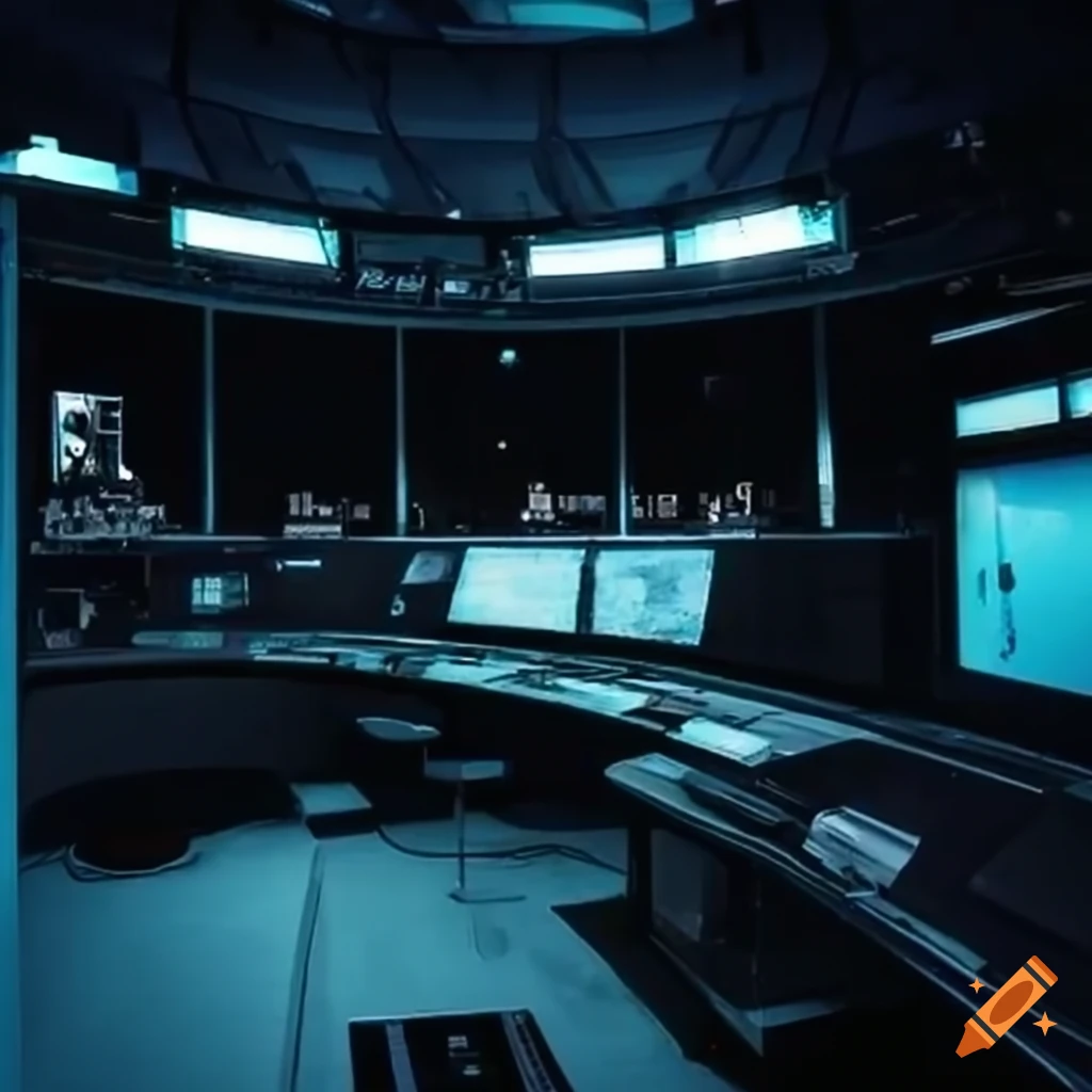 High-tech control center with advanced surveillance equipment on Craiyon