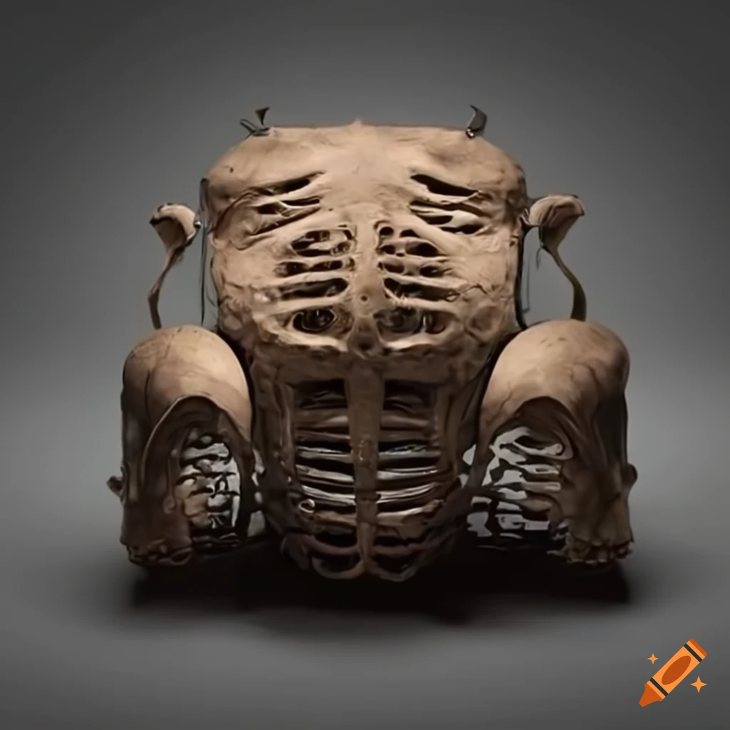 Artistic car sculpture made of bones on Craiyon