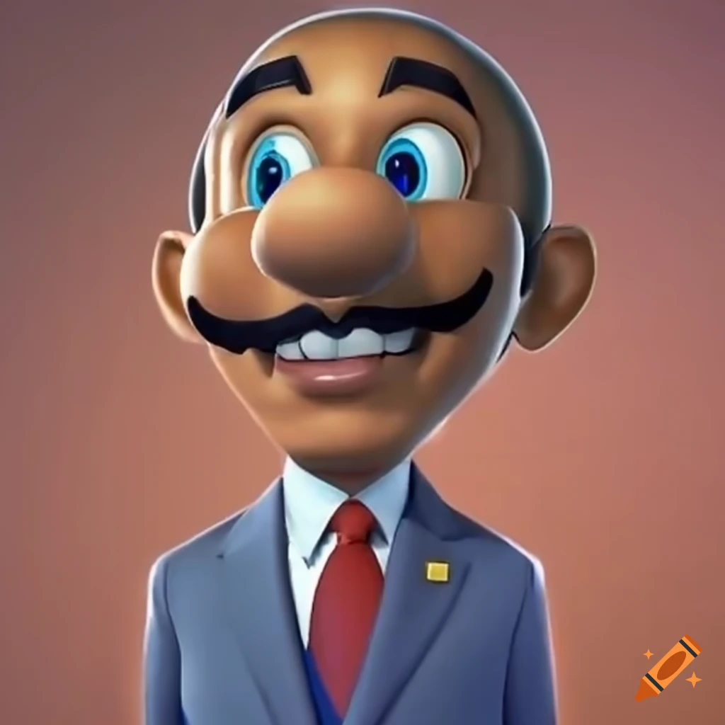 3d character of barrack obama in mario smash game on Craiyon