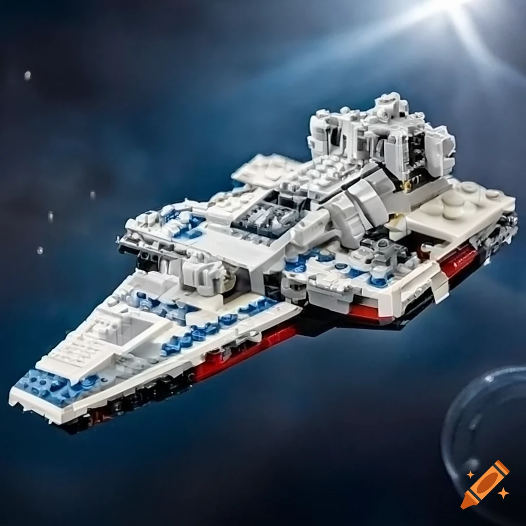 Epic lego star wars ship set in a product photo on Craiyon