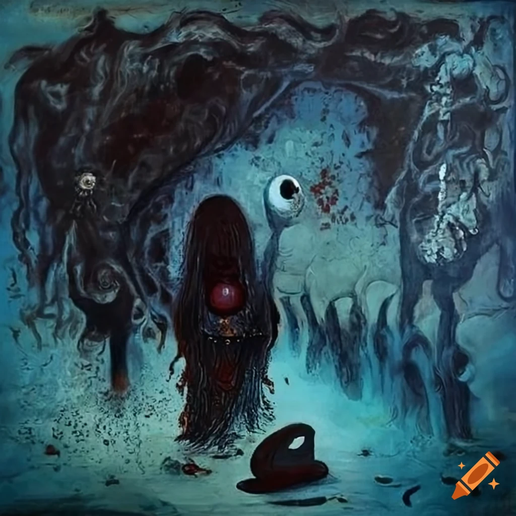 Detailed painting of the charon river featuring occult paganism in a ...