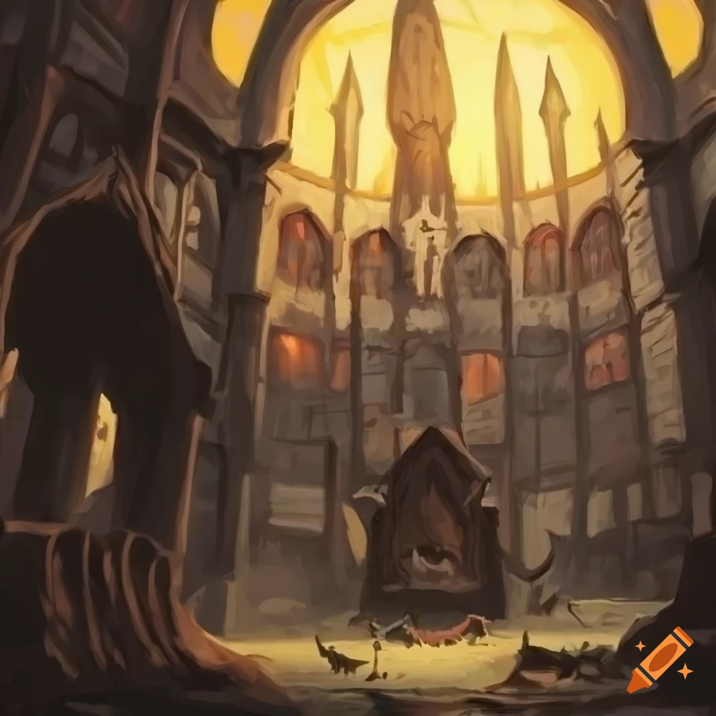 Grim building in mtg art style on Craiyon