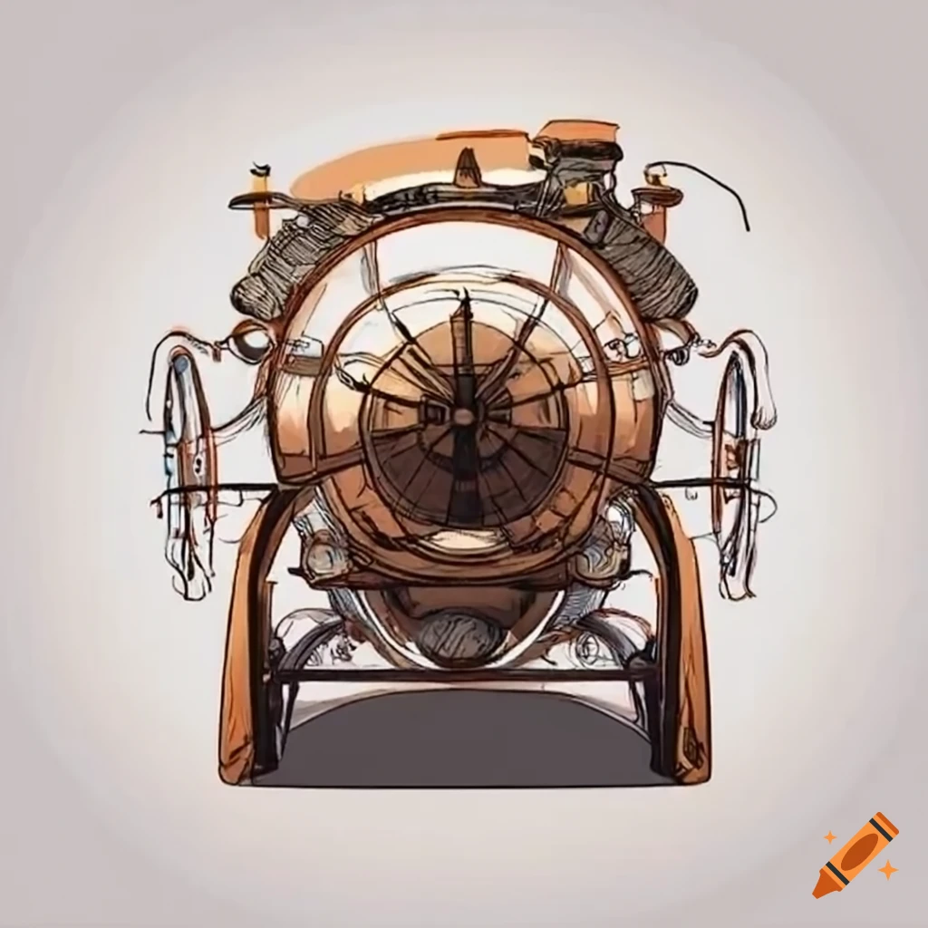 Leonardo da vinci's steam-powered concept car design on Craiyon