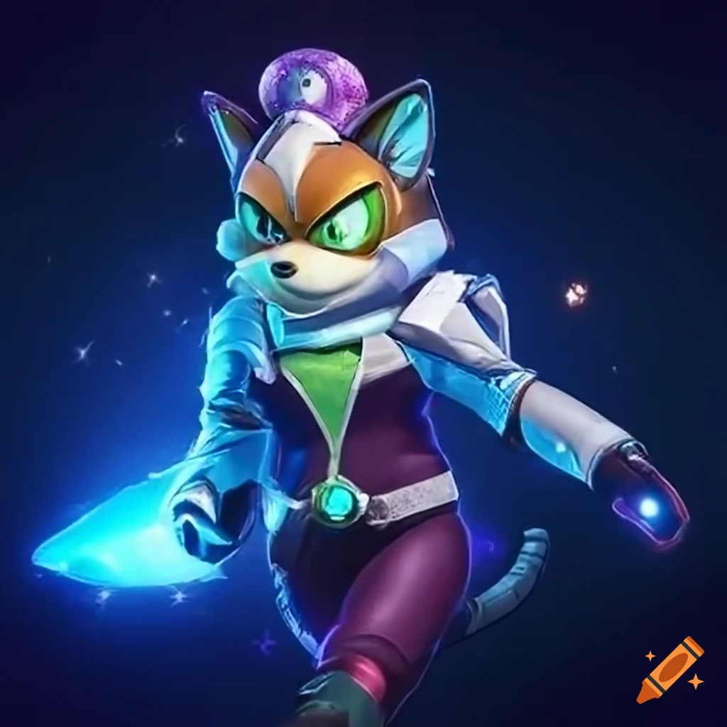 Futuristic LED glitter attack aircraft with pilots like Star Fox, cat ...