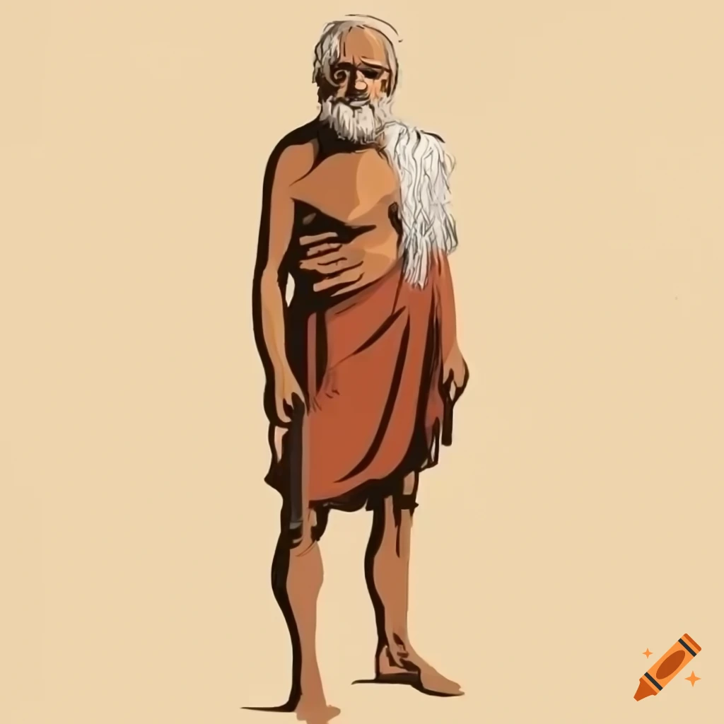 Drawing of an elderly greek man in full body on Craiyon
