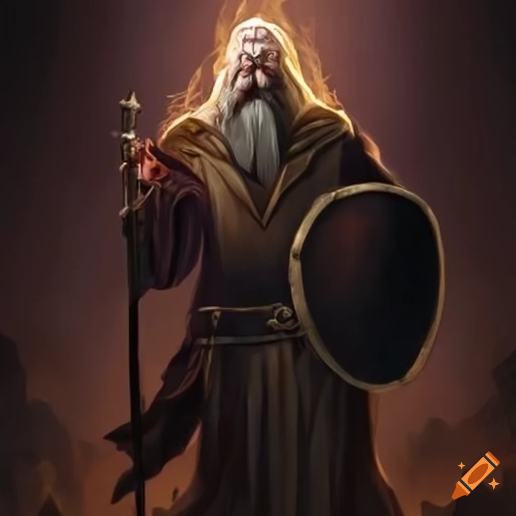 Wizard holding a shield on Craiyon