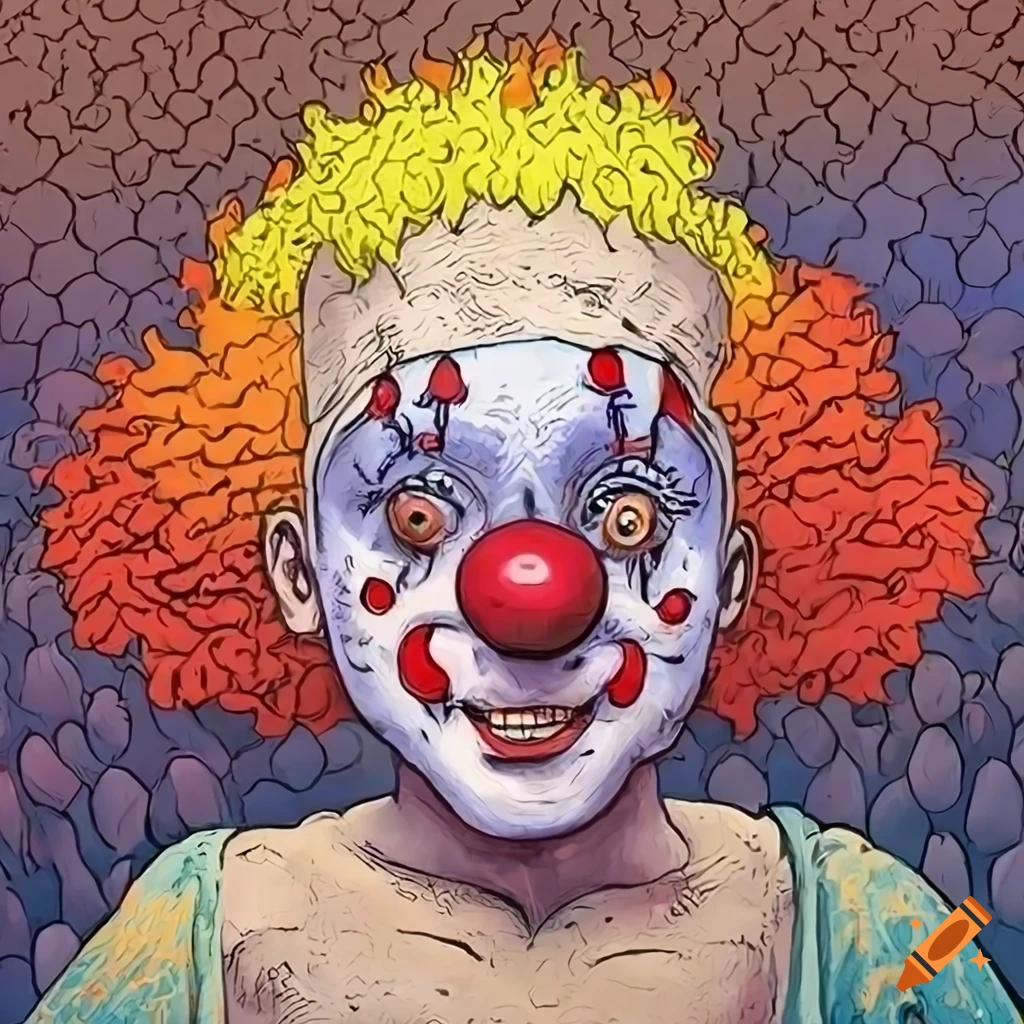 Comic-style painting of a funny and intricate clownish boy on Craiyon