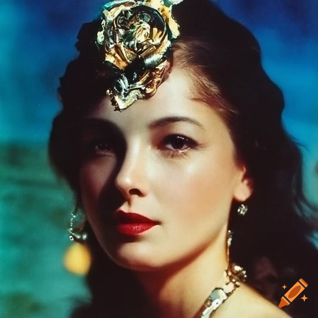 Portrait of an exotic high fashion young female in the style of the sun ...