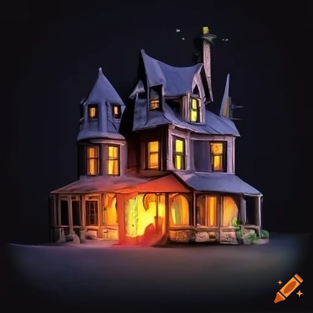 Tim burton-style haunted house on Craiyon